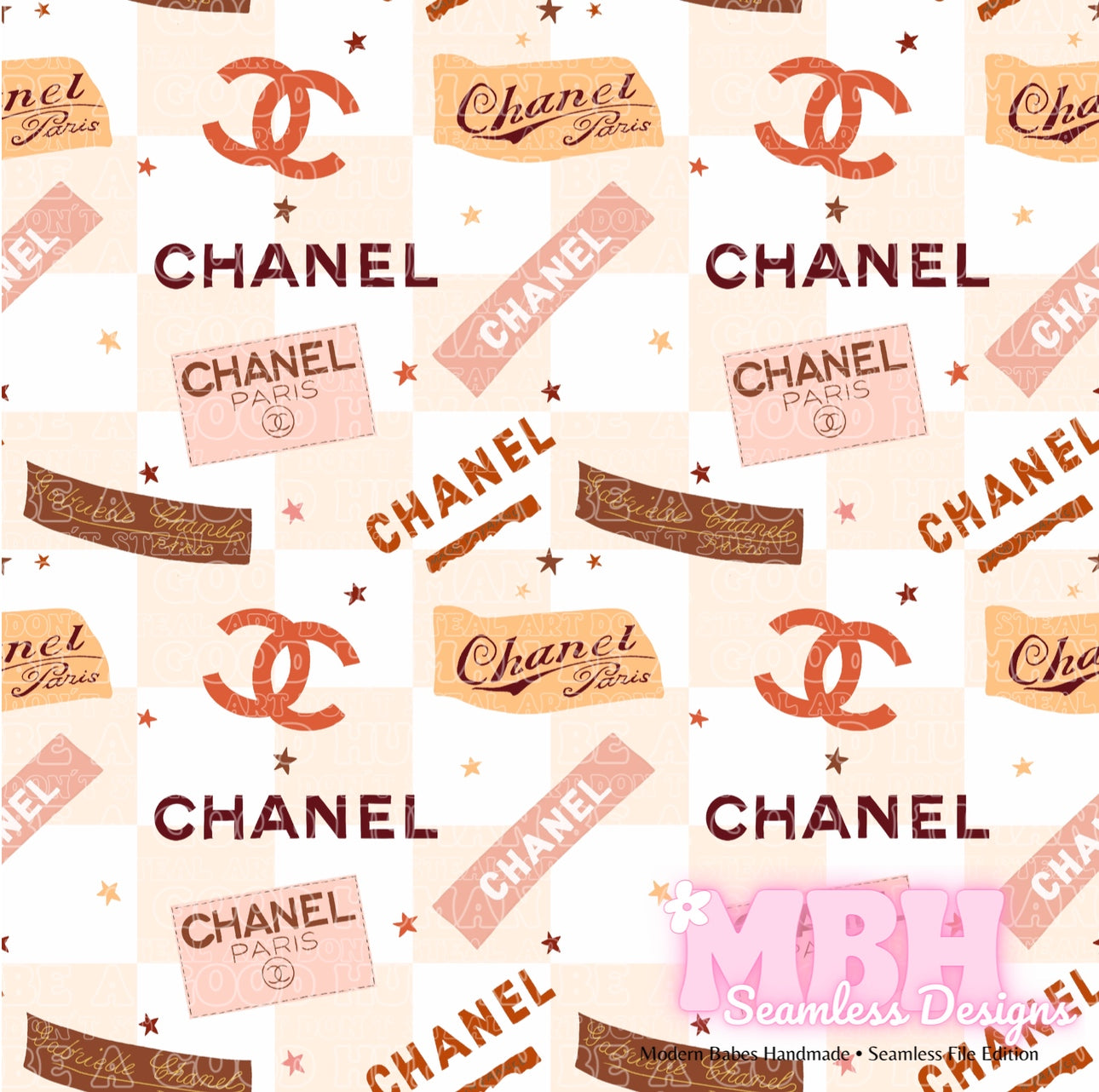 Boujee CC Vintage Tags Seamless Pattern – MBH Seamless Designs