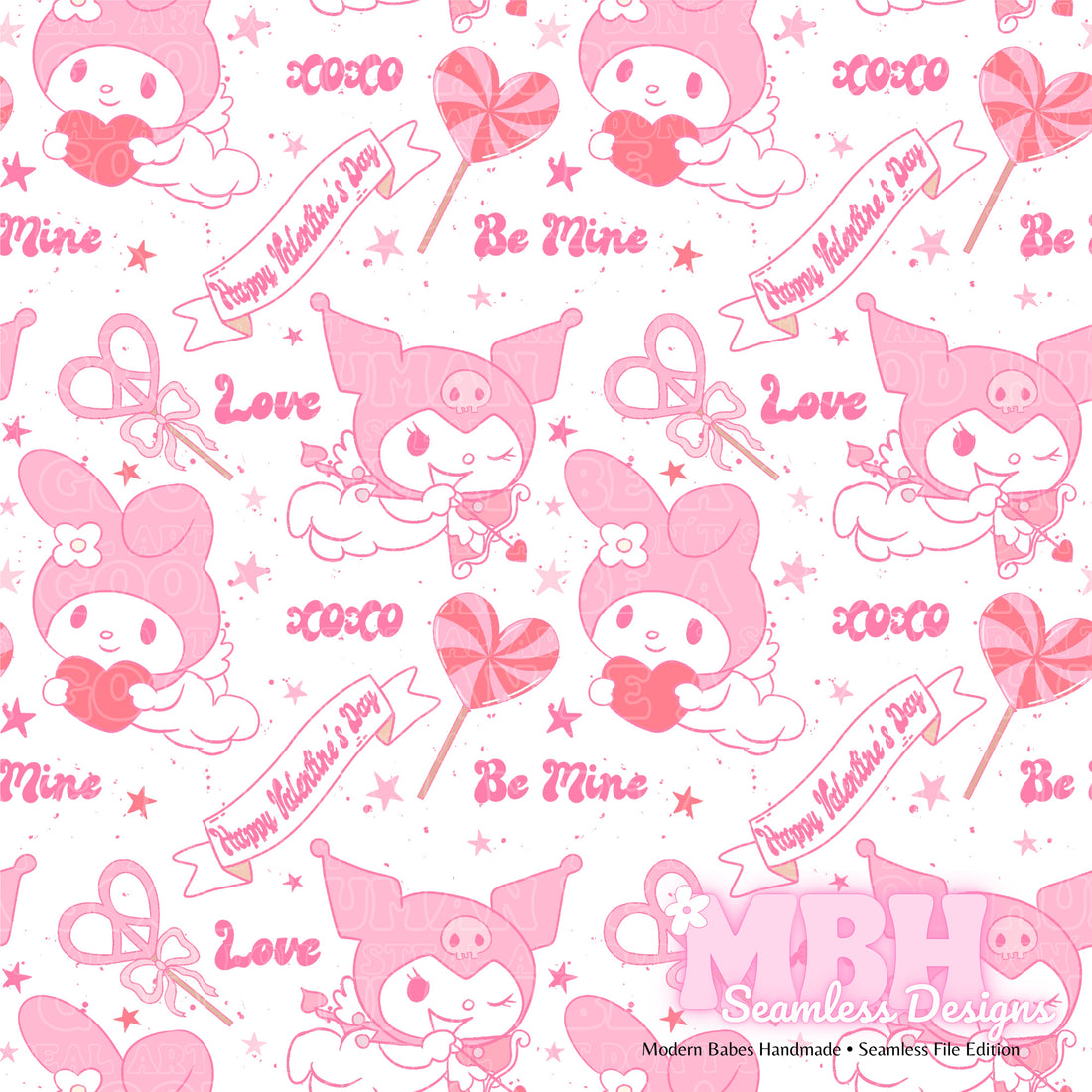 My Melody Kuromi Valentine’s Day Seamless Pattern – MBH Seamless Designs