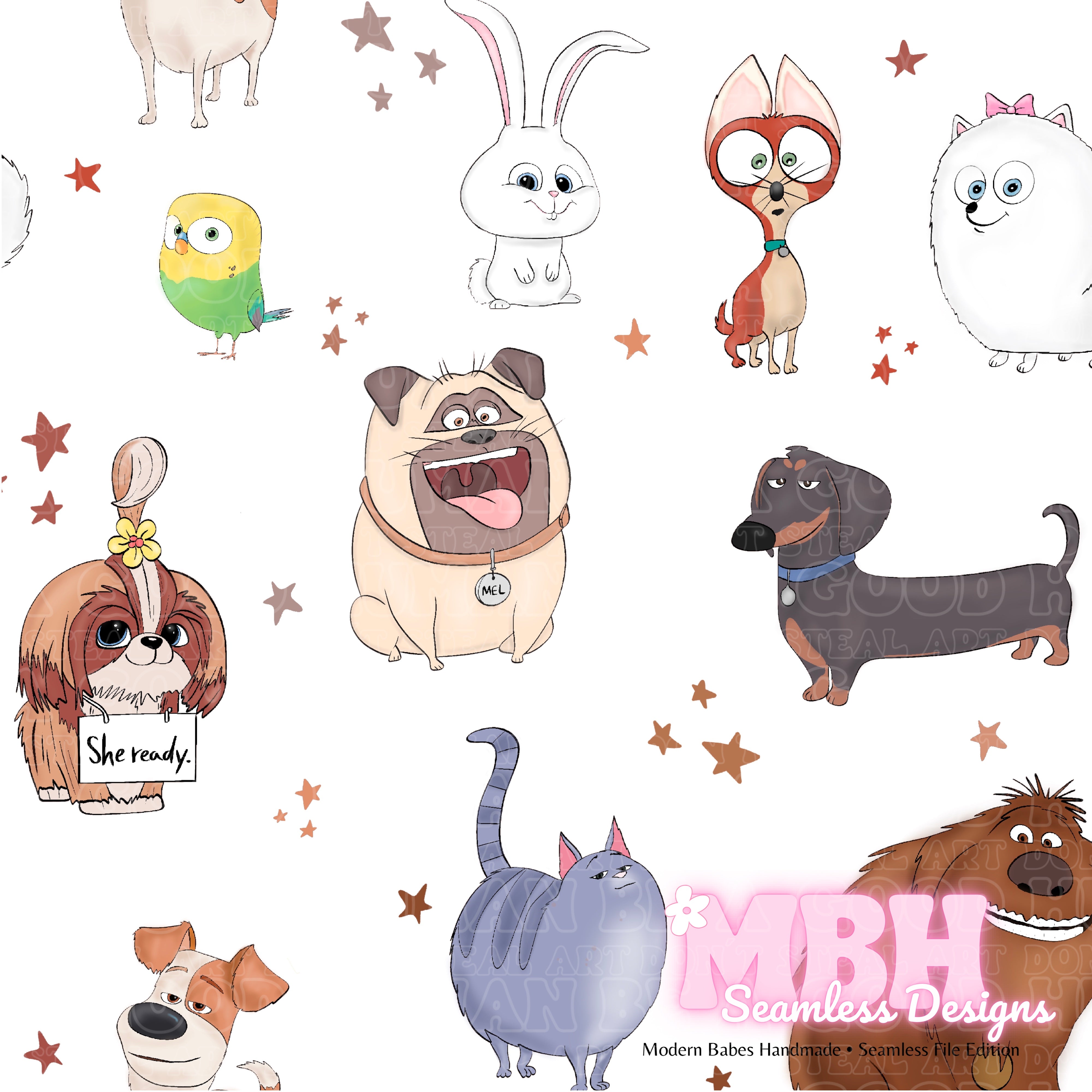 Secret Life of Pets Starry Assorted Colorways Seamless Pattern – MBH ...