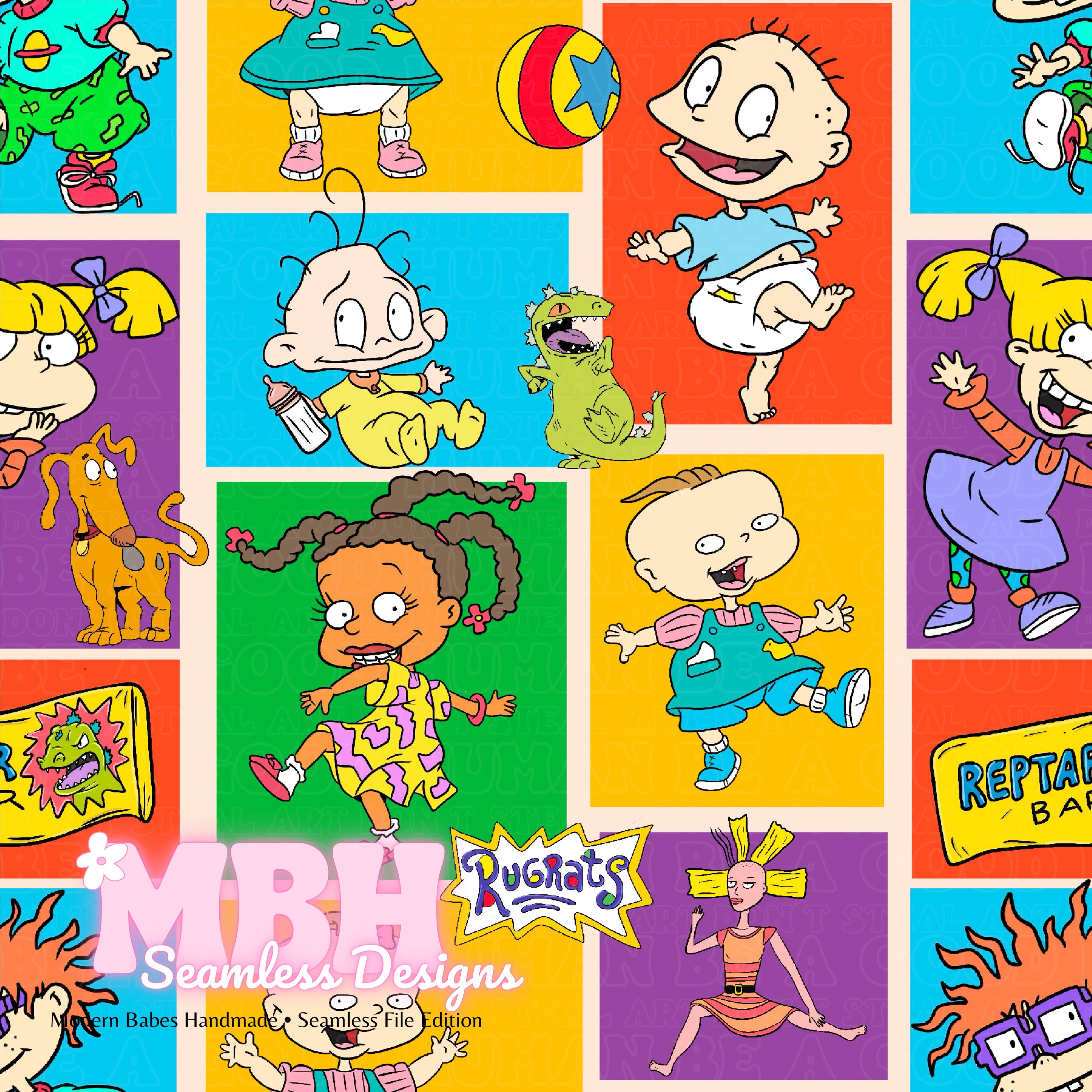 Colorblock Rugrats Seamless Pattern MULTIPLE COLORWAYS – MBH Seamless ...