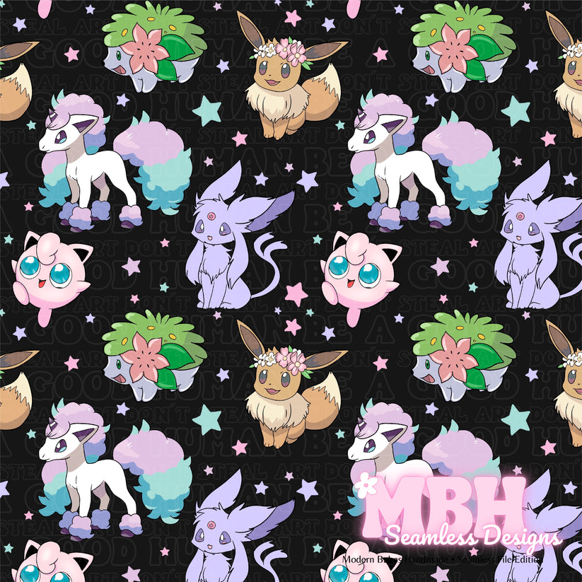 Starry Cute Pokémon Assorted Colorways Seamless Pattern – MBH Seamless ...
