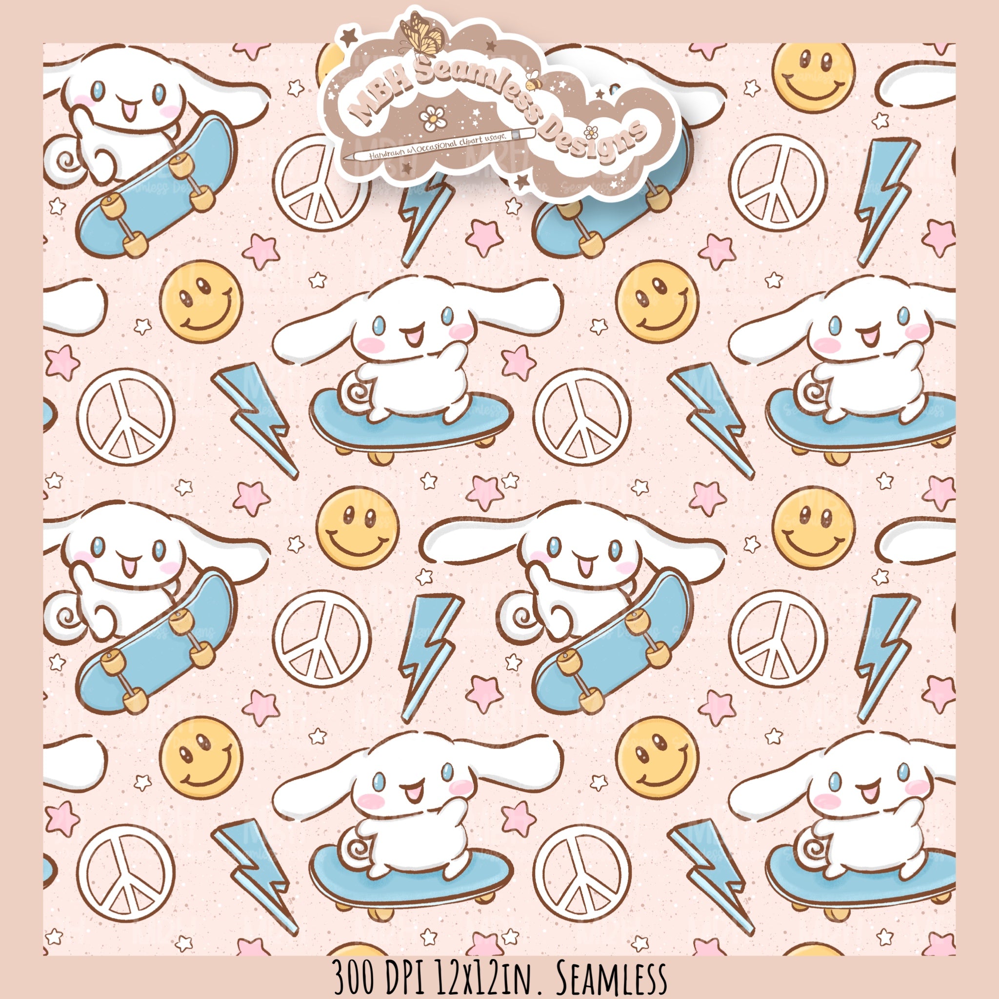 Skater Cinnamoroll Seamless Pattern // PNG // Assorted Colorways – MBH ...