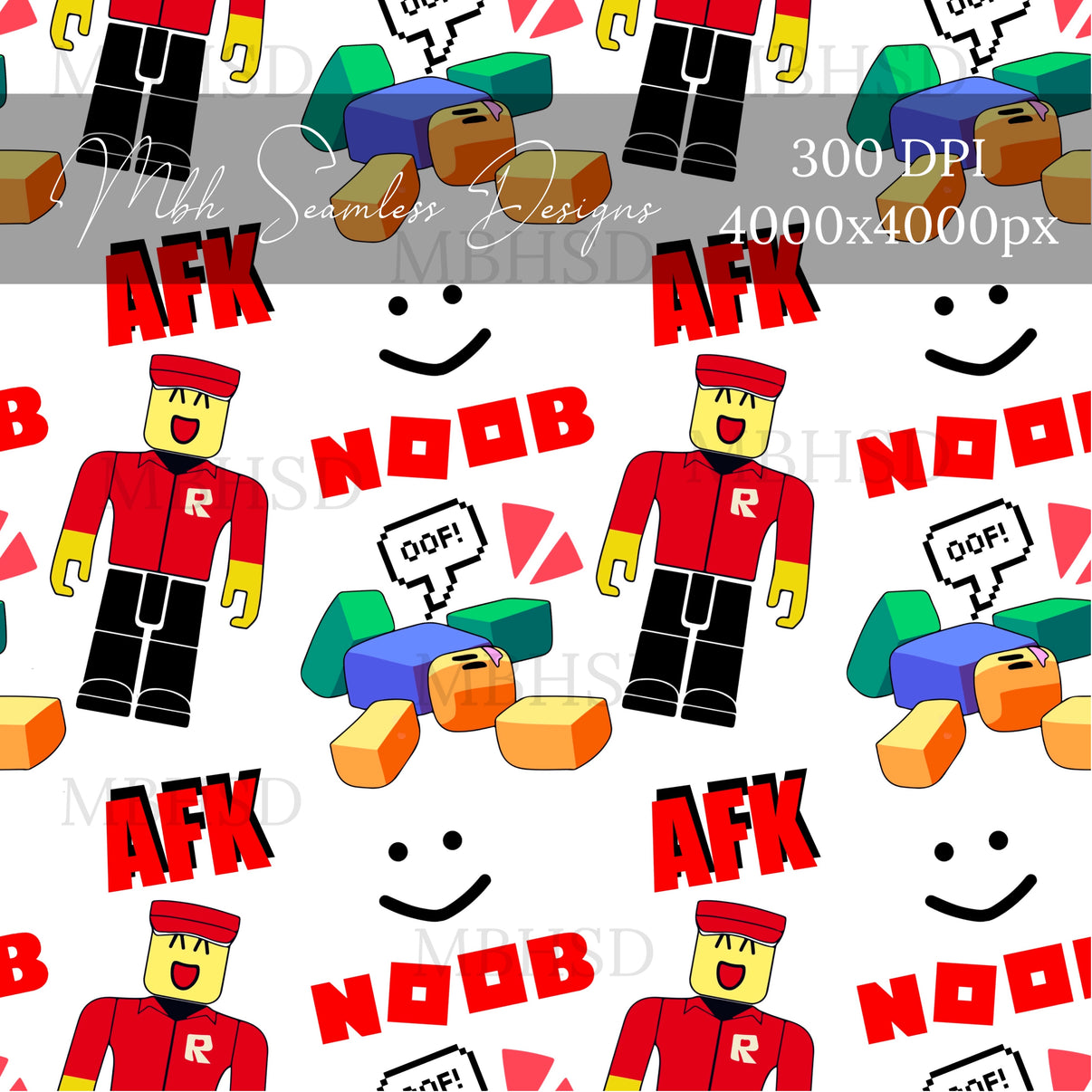 Roblox Noob Seamless Pattern – MBH Seamless Designs