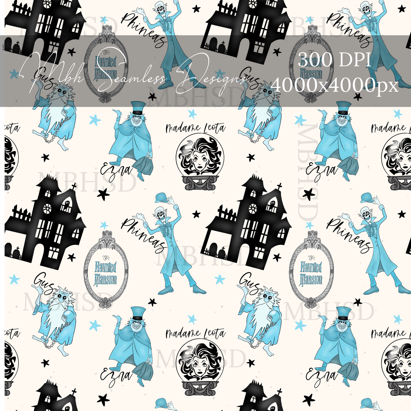 Haunted Mansion Names Seamless Pattern – MBH Seamless Designs