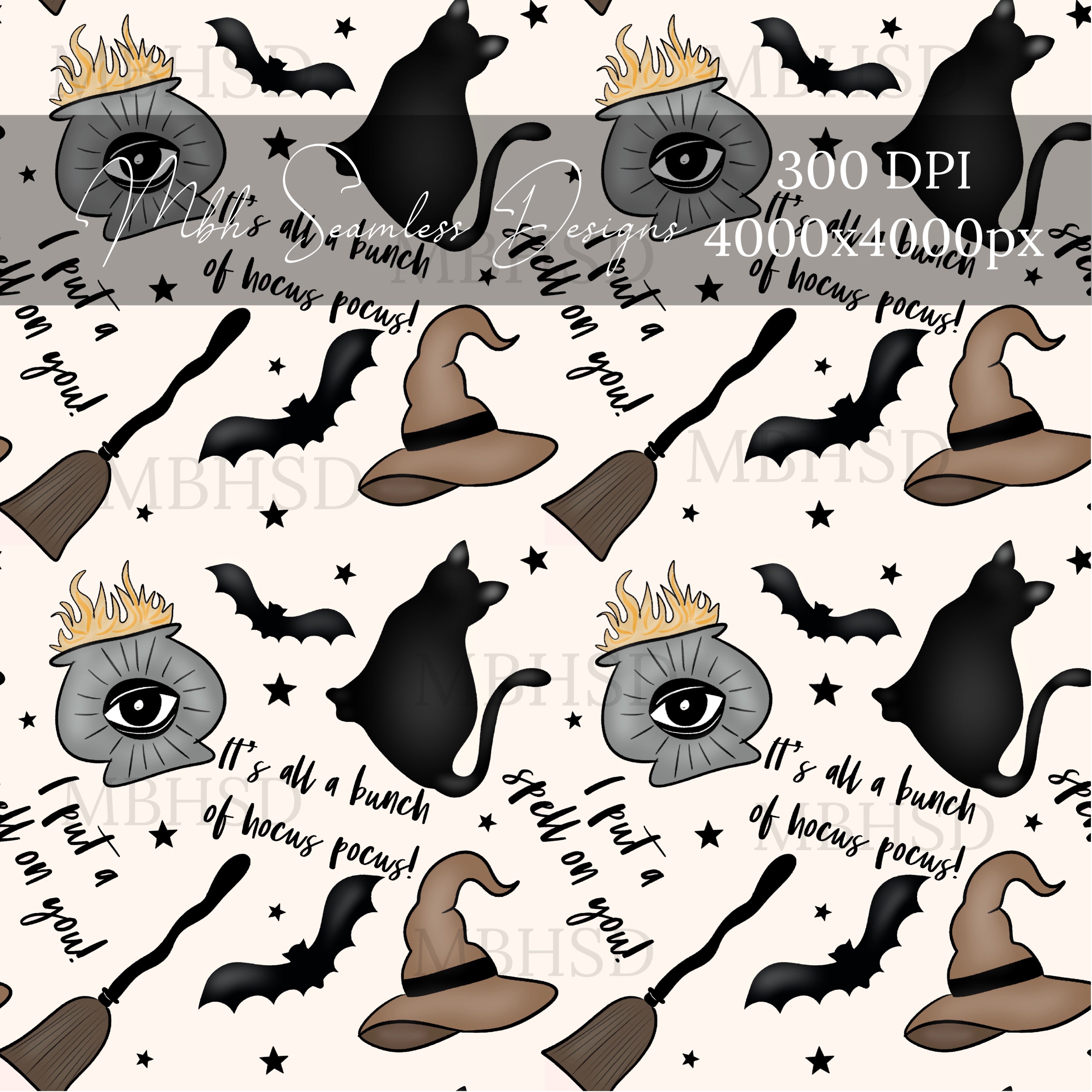 Hocus Pocus Witchery Seamless Pattern – MBH Seamless Designs